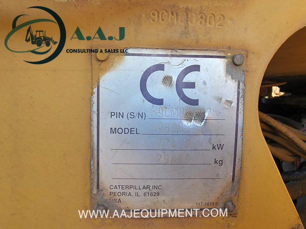WHEEL LOADER CATERPILLAR 980G (Parts) * AAJ CONSULTING & SALES LLC